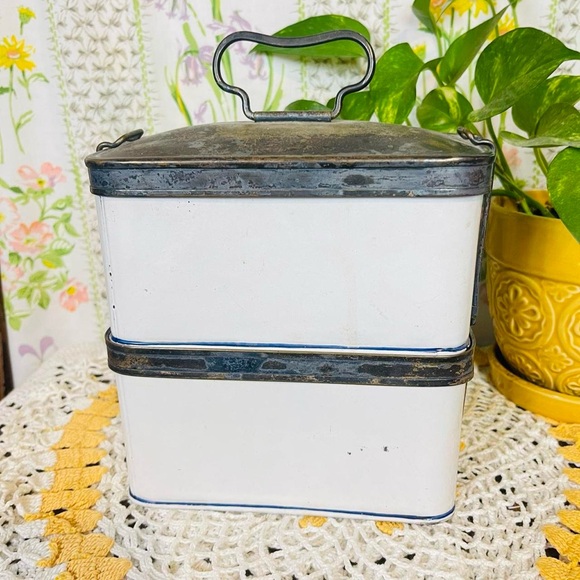Kitchen | Vintage 6s 70s Two Tiered Enamel Pail With Metal Lid And ...